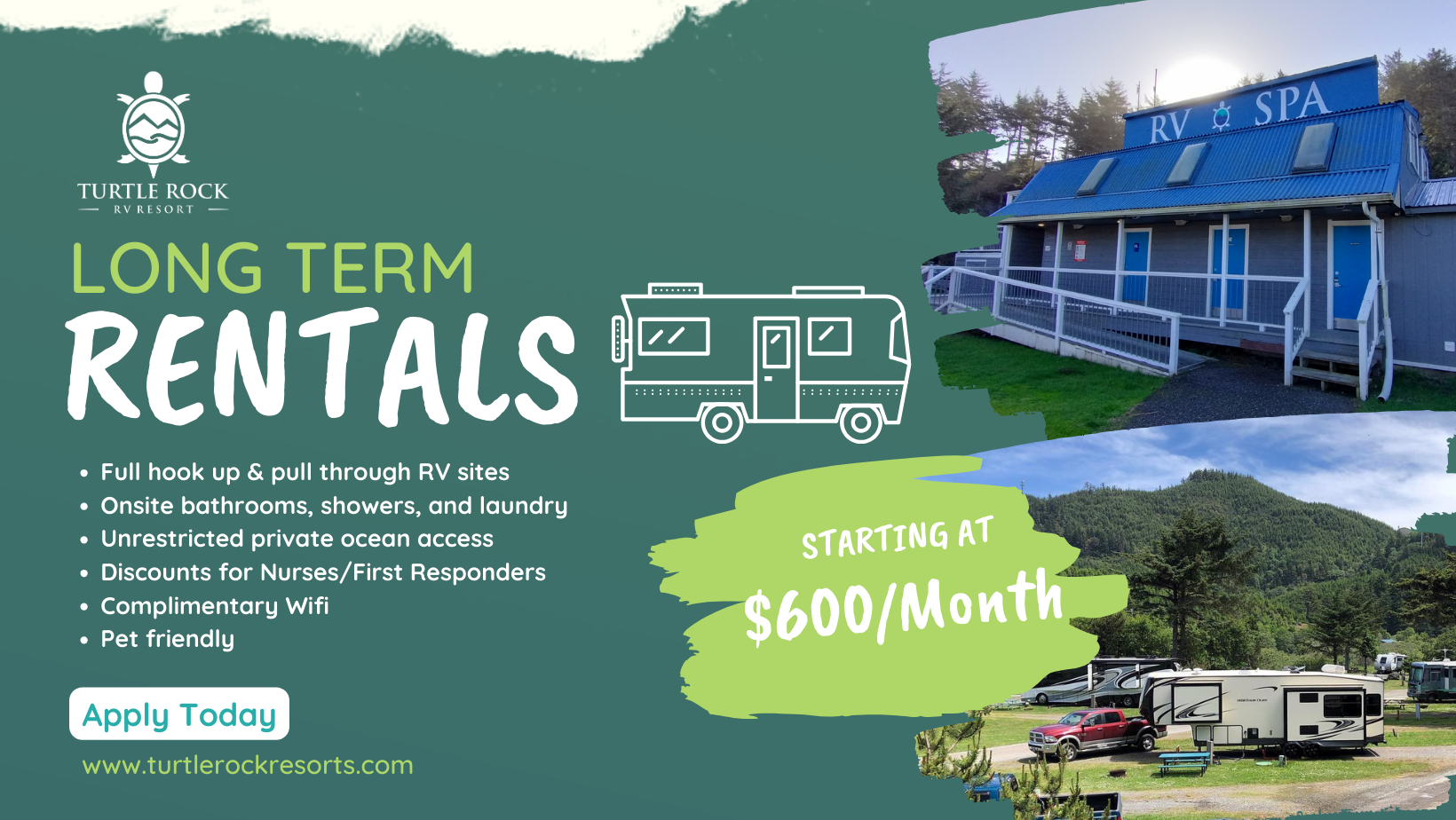 Turtle Rock RV Resort in Curry County, Oregon - Long Term Rentals